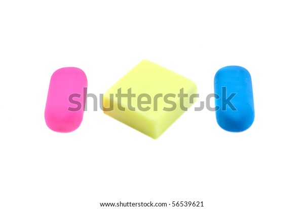 Three Colored Erasers Isolated On White Stock Photo 56539621 | Shutterstock