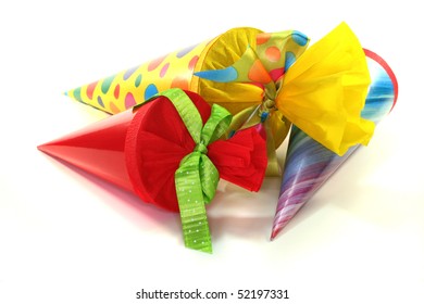 Three Colored School Cones On White Stock Photo (Edit Now) 52197331