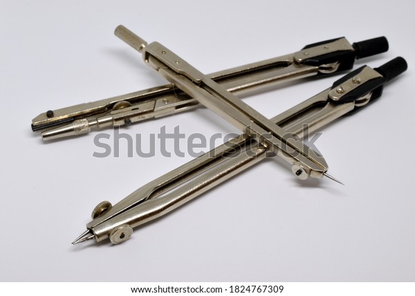 Three Compasses On White Background Isolated Stock Photo 1824767309 ...