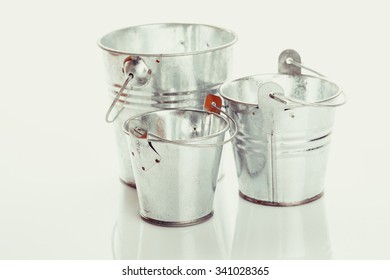 Three Different Size Empty Buckets On Stock Photo (Edit Now) 341028365