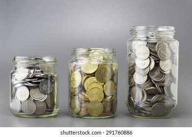 Three Different Size Jars Full Coins Stock Photo 291760886 | Shutterstock