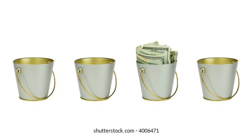 Three Empty Buckets One Banknotes Stock Photo 4006471 | Shutterstock