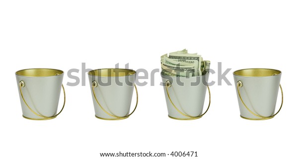 Three Empty Buckets One Banknotes Stock Photo 4006471 | Shutterstock