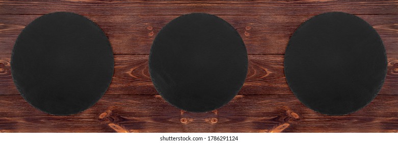 Three Empty Rustic Black Slate Plates Stock Photo 1786291124 | Shutterstock
