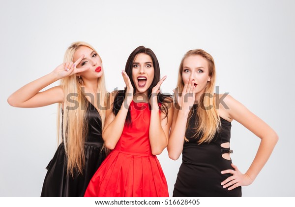 Three Funny Models Dresses Looking Camera Stock Photo (Edit Now) 516628405