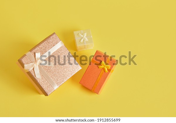 Three Gift Boxes Different Colors Sizes Stock Photo 1912855699 ...