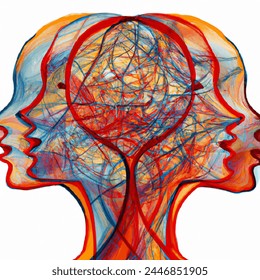 Three Interconnected Thinking Heads On Solid AI-generated image ...