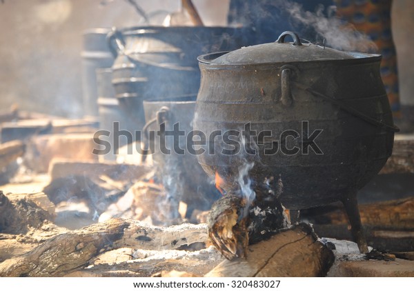 Three Large Cooking Pots On Fires Stock Photo 320483027 | Shutterstock