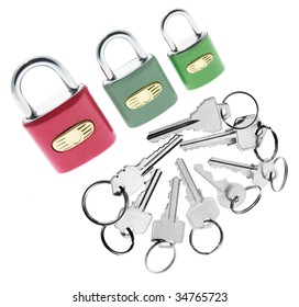 Three Locks On White Background Stock Photo 34765723 | Shutterstock
