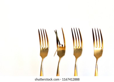 Three Normal One Bent Fork Row Stock Photo 1167412888 | Shutterstock