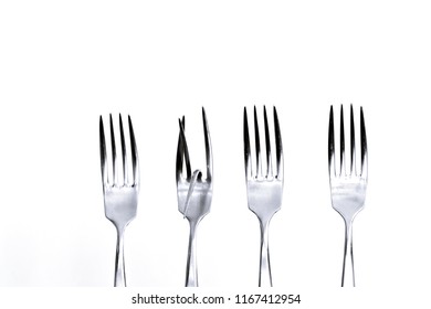 Three Normal One Bent Fork Row Stock Photo (Edit Now) 1167412954
