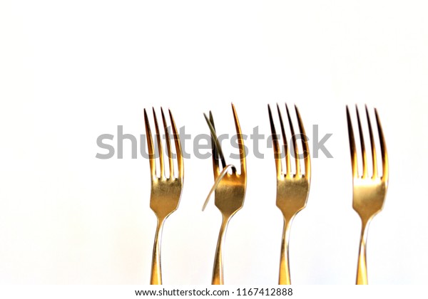 Three Normal One Bent Fork Row Stock Photo 1167412888 | Shutterstock