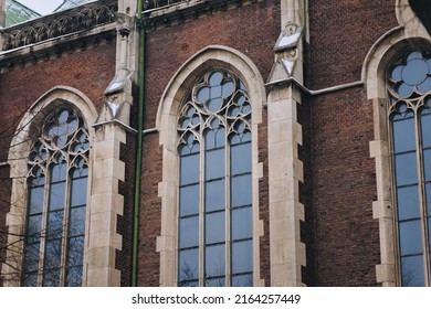 Three Old Pointed Gothic Windows Stained Stock Photo 2164257449 ...