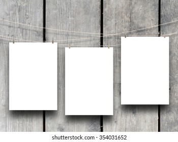 Closeup Three Blank Frames Hanged By Stock Photo (Edit Now) 399628897