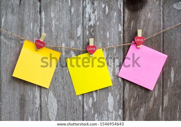 Three Post Notes Hanging On Rope Stock Photo 1546954643 | Shutterstock