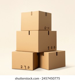 Three Accumulated 3d Cardboard Boxes AI-generated image 2518742865 ...
