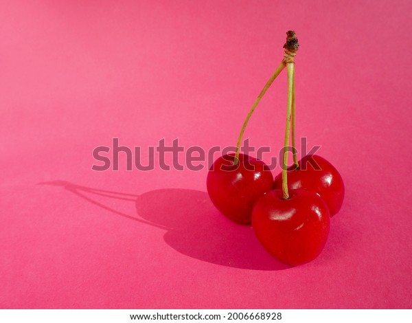 Three Red Cherries Shadow Lying On Stock Photo 2006668928 | Shutterstock