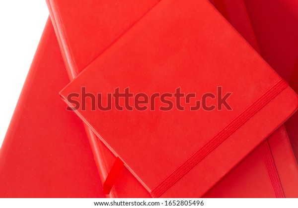 Three Red Notebooks Different Sizes Isolated Stock Photo 1652805496 ...
