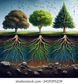 Tree Root System Below Soil Illustration AI-generated image 2451970299 ...