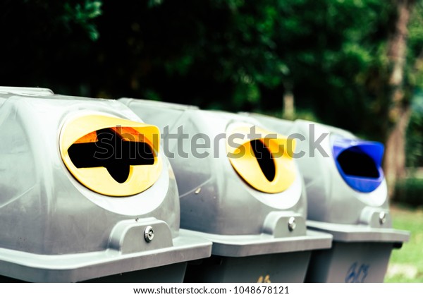 Three Type Garbage Bin Row Stock Photo 1048678121 | Shutterstock