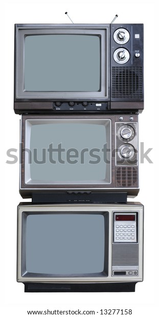 Three Vintage Tvs Vertical Stack Stock Photo 13277158 | Shutterstock