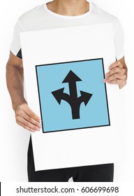 Three Ways Arrow Intersection Road Sign Stock Photo 606699698 ...