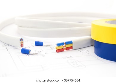 Threecore Cable On White Background White Stock Photo 367754654 ...