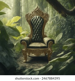 Outdoor Photo Jungle Throne Crown On AI-generated image 2525920869 ...