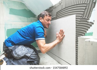 Tiler Installing Large Format Tile On Stock Photo 1547584892 | Shutterstock