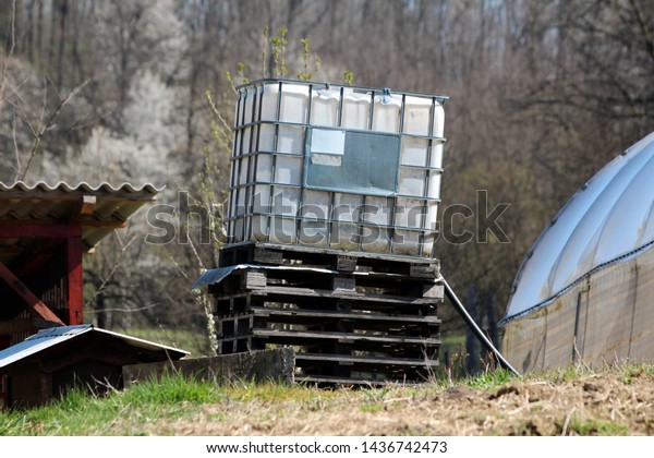 Tilted White Intermediate Bulk Container Ibc Stock Photo 1436742473 ...