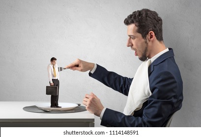 Tiny Scared Weak Businessman Almost Devoured Stock Photo 1114148591 ...