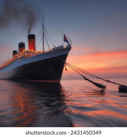 Titanic Ship Front View Calm Ocean AI-generated image 2505017669 ...