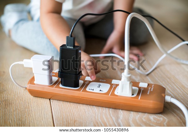Toddler Playing Plug Stock Photo (Edit Now) 1055430896