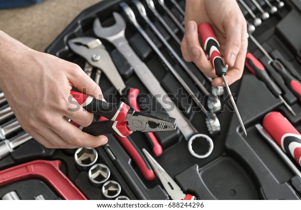 Toolbox On Light Tabletop Workshop Man Stock Photo 688244296 | Shutterstock
