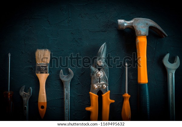 1 Carpentry Tools On Dark Backround Images, Stock Photos & Vectors ...