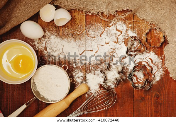 Tools Ingredients Baking Top View Stock Photo (Edit Now) 410072440