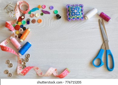 Colorful Tailoring Objects On White Background Stock Photo 611543258 ...