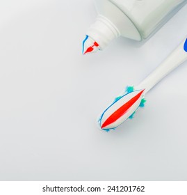 Toothbrush Toothpaste On White Background Stock Photo (Edit Now) 241201762