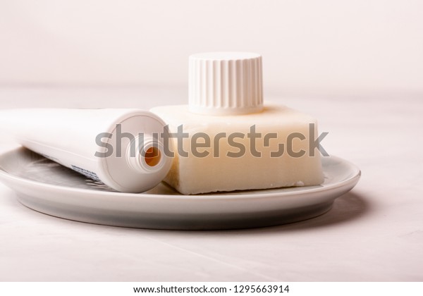Toothpaste Soap On Marble Background Stock Photo 1295663914 | Shutterstock