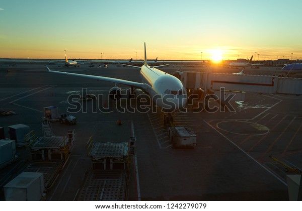 Top Down View Docked Plane Airport Stock Photo (Edit Now) 1242279079