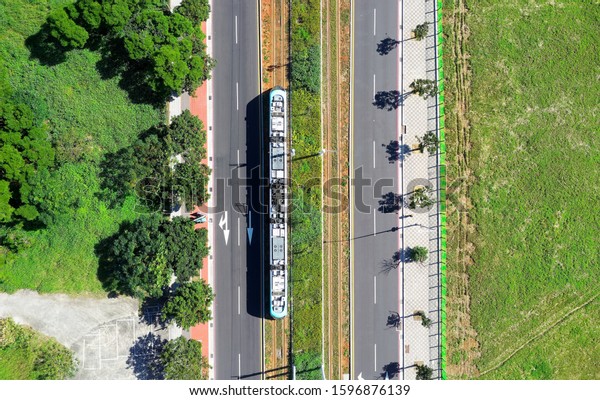 Top Down View Metro Train Traveling Stock Photo 1596876139 | Shutterstock