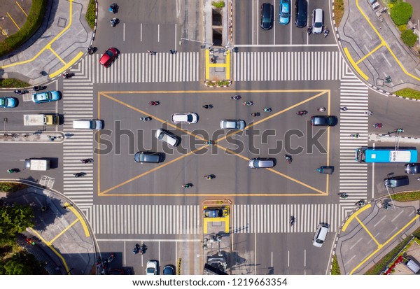 Top Down View Road Intersection Crowded Foto stock 1219663354 ...