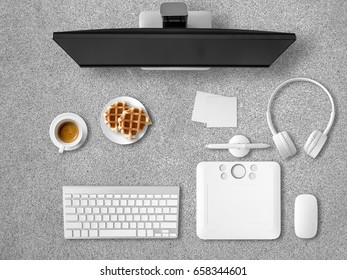 Top Flat View Computer Office Desk Stock Photo 658344601 | Shutterstock
