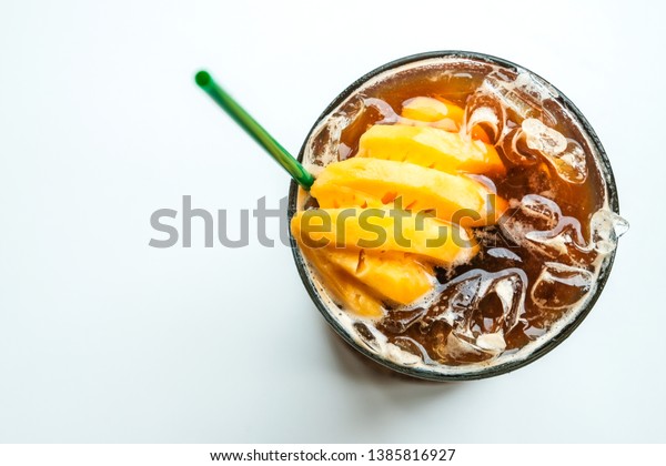 Top View Cold Pineapple Coffee Combination Stock Photo (Edit Now ...