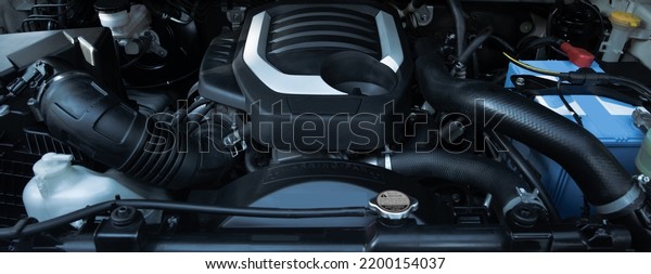 Top View Diesel Engine Under Hood Stock Photo 2200154037 | Shutterstock