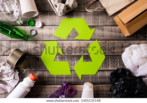 Top View Different Garbage Materials Recycling Stock Photo 1405135148 ...