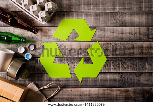 Top View Different Garbage Materials Recycling Stock Photo 1411580096 ...