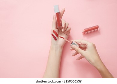 Top View Hand Model Using Lipstick Stock Photo 2159566539 | Shutterstock