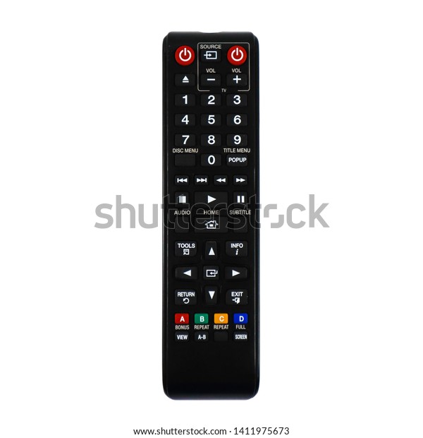 Стоковая фотография 1411975673: Top View Remote Control Television Dvd ...