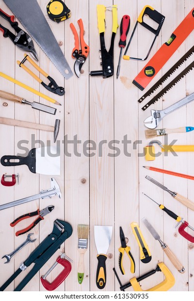 Top View Set Construction Tools On Stock Photo 613530935 | Shutterstock